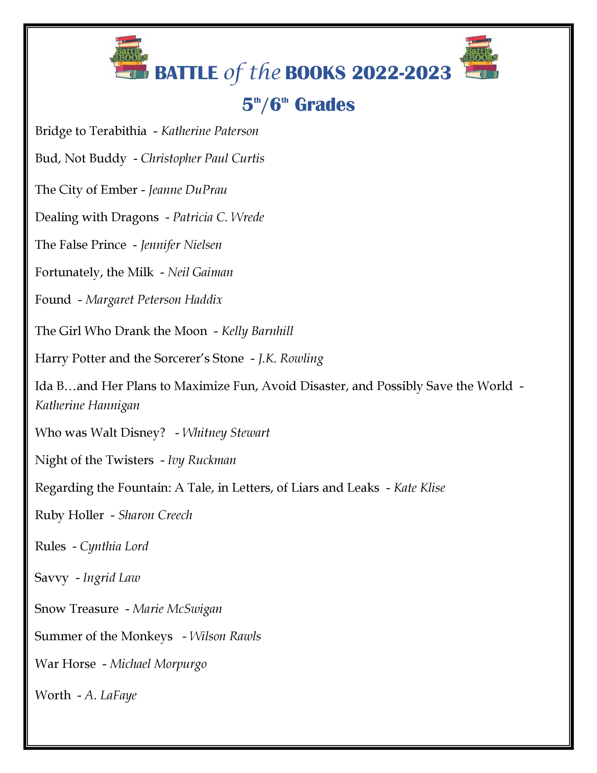 Battle of the Books – Southland Elementary